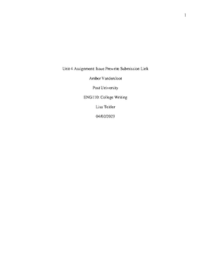 ENG110 Unit2 Assignment Supported Parapraph - 1 Unit 2 Assignment: Supported Paragraph Amber ...