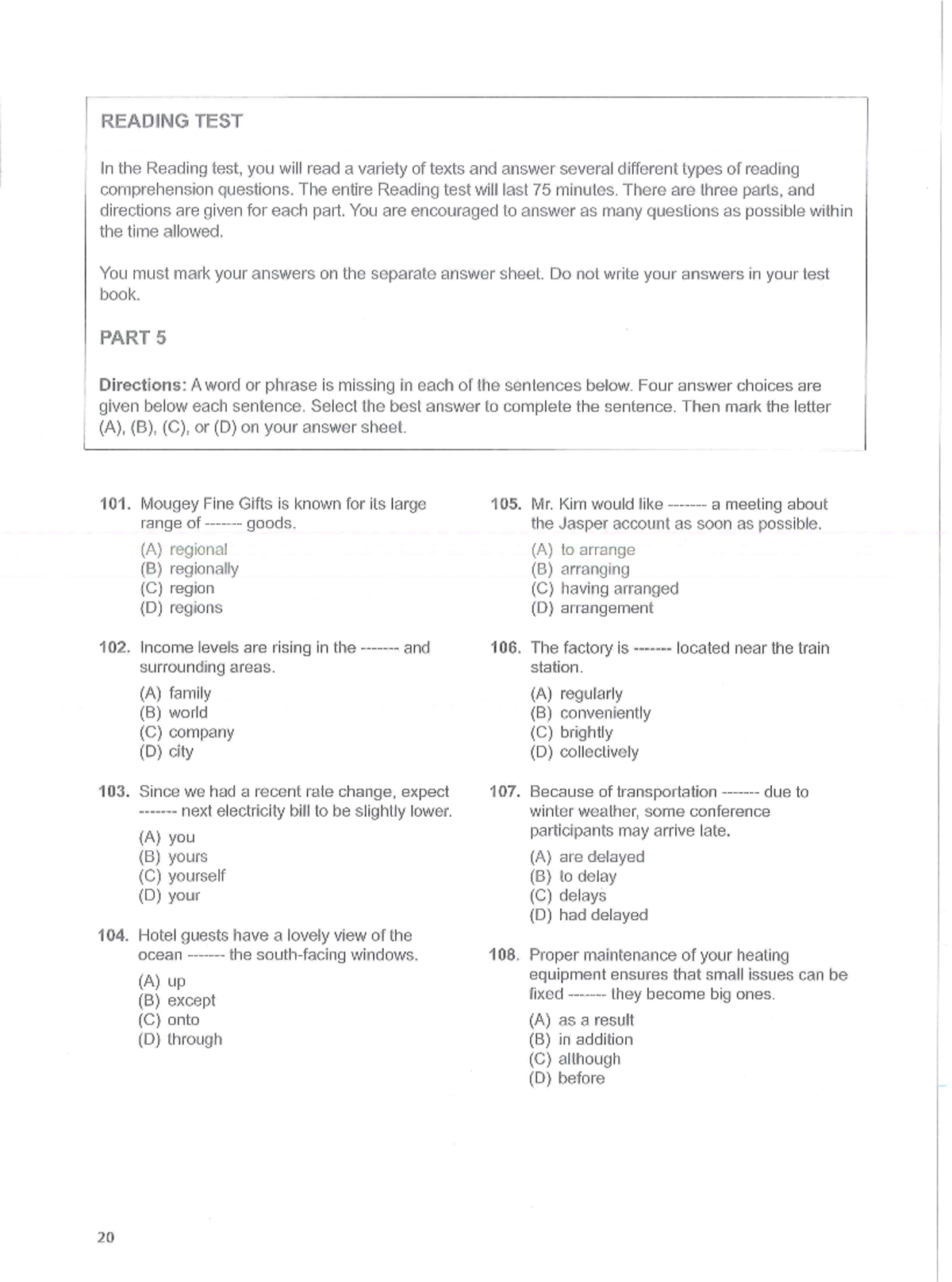 ETS 2022 Test 1-trang-17-19 - READING TEST In the Reading test, you ...