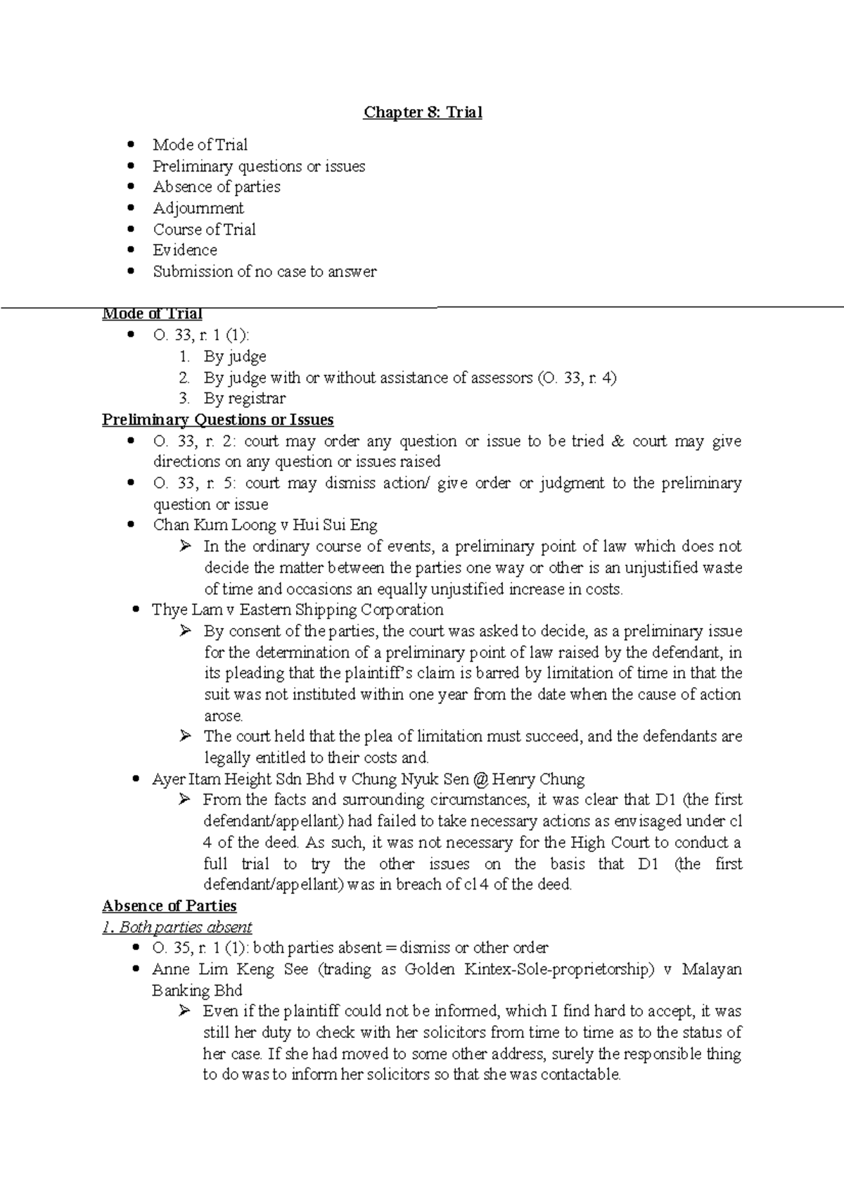Chapter 8 trial Chapter 8 Trial Mode Of Trial Preliminary Questions
