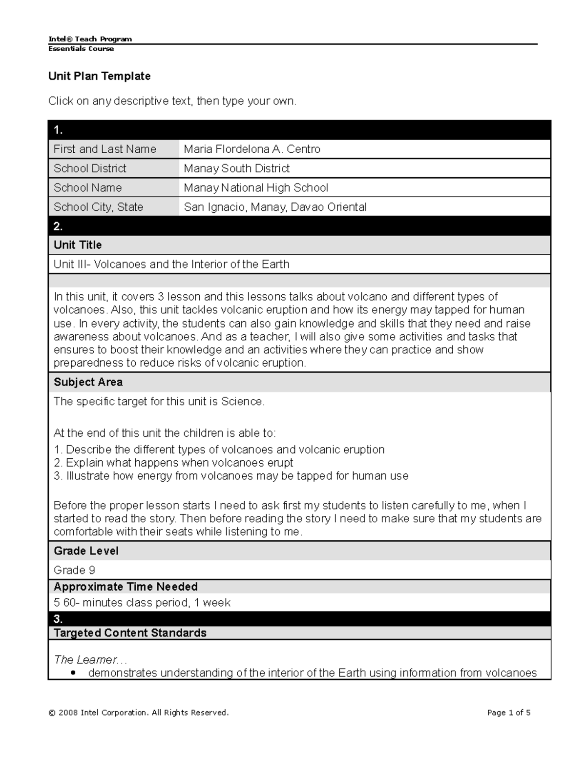 Edsci 3 Maria Flordelona Centro - unit plan-nimer - Essentials Course ...