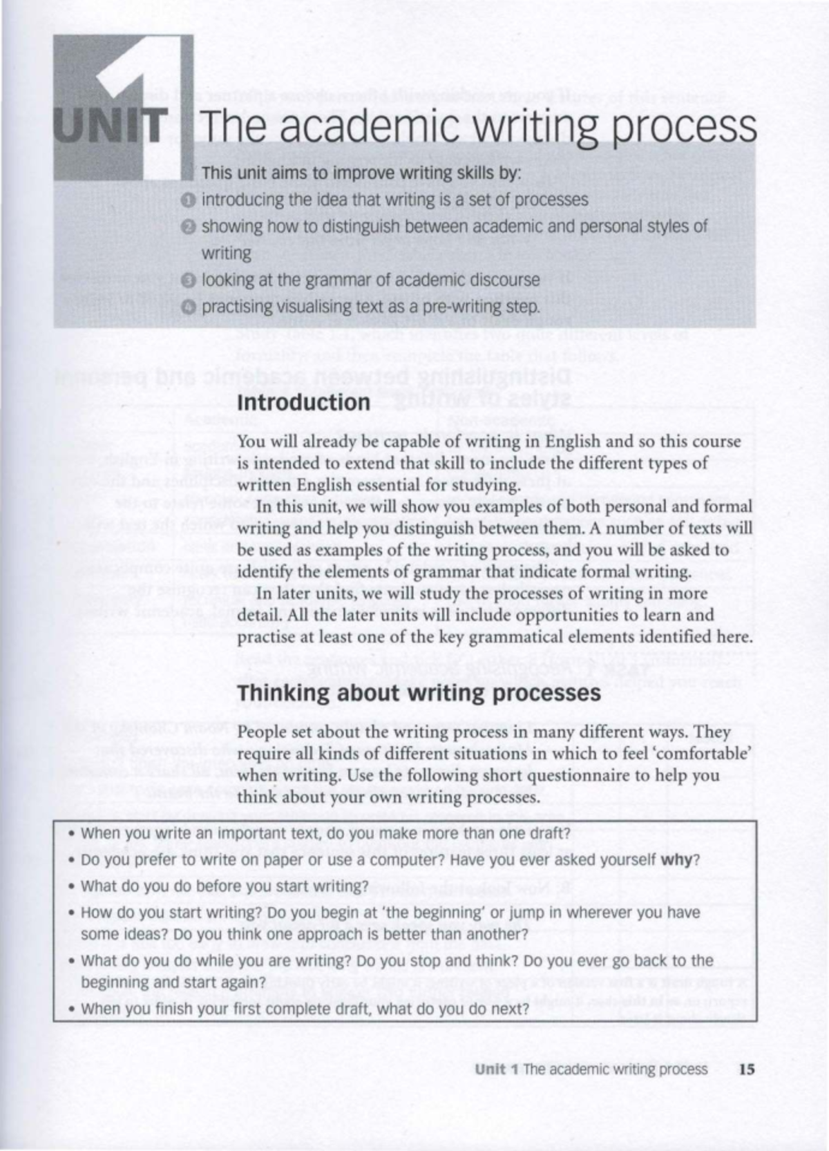 Ebook - The academic writing process This unit aims to improve writing ...