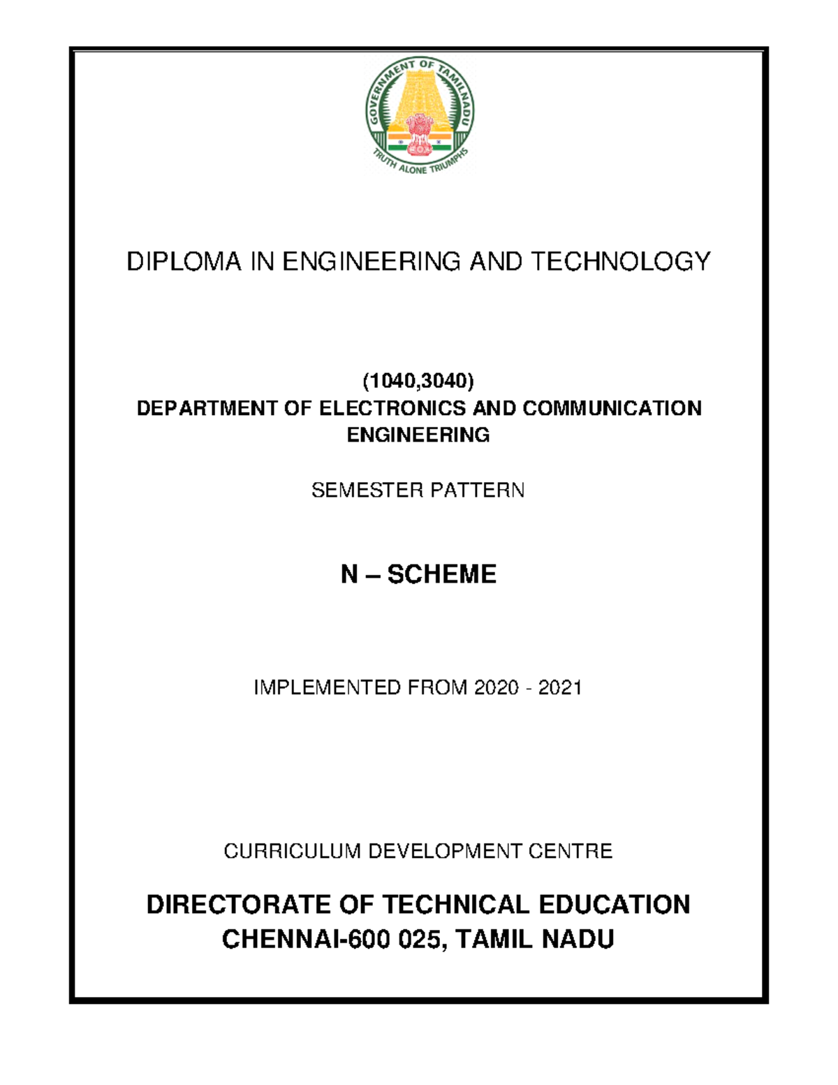 1040 3040 - refer - DIPLOMA IN ENG DEPARTMENT OF E SE IMPLEM CURRICULU ...