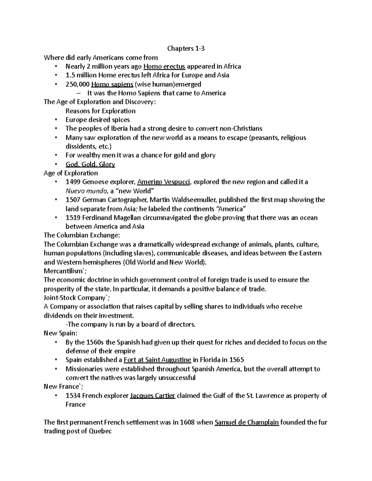 Chapters 1-3 - Ancient America, The Age of exploration, European ...
