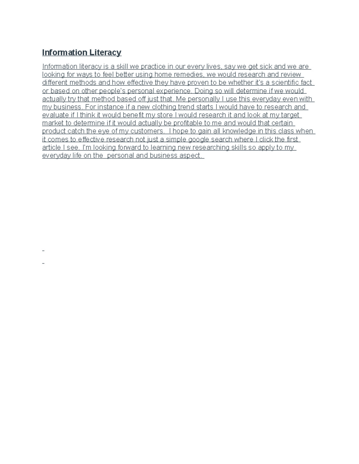 Unit 1 Discussion - Information Literacy - Information Literacy ...