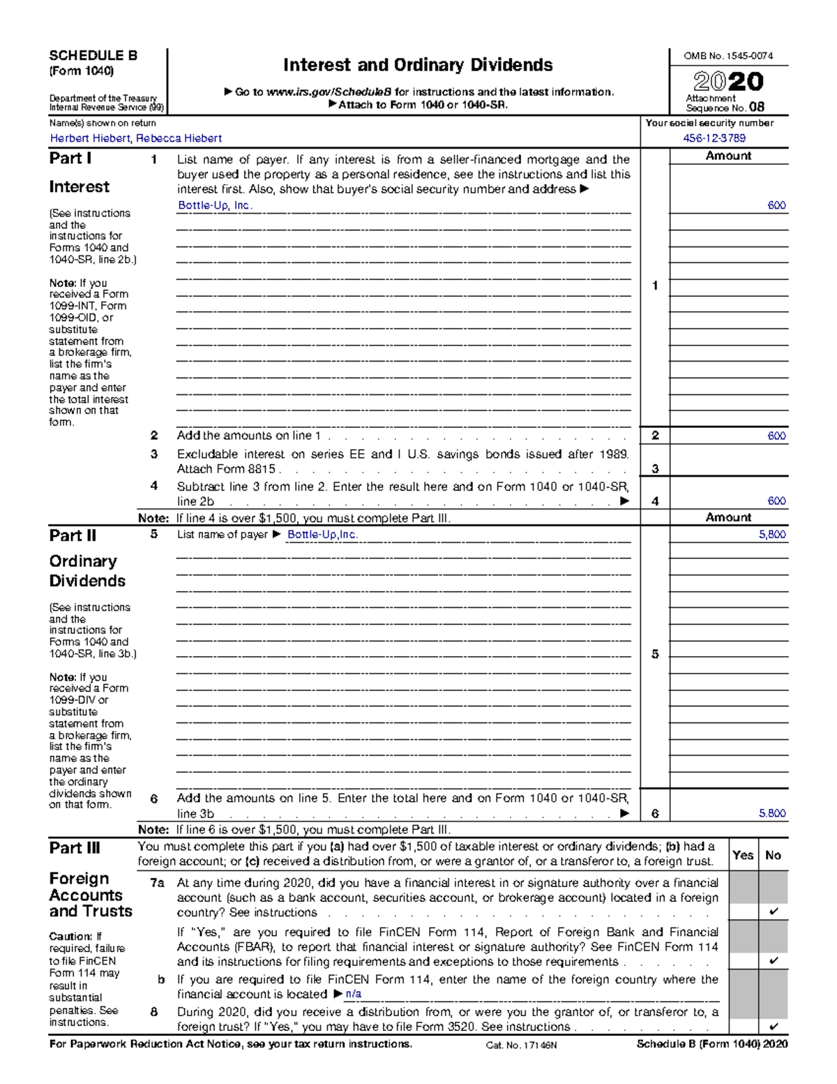 2020 Schedule B (Form 1040) bottle up inc - SCHEDULE B (Form 1040 ...