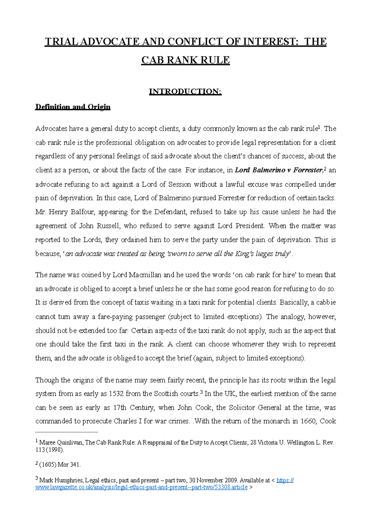 Conflict of Interest- Cab rank rule-final compilation - TRIAL ADVOCATE ...