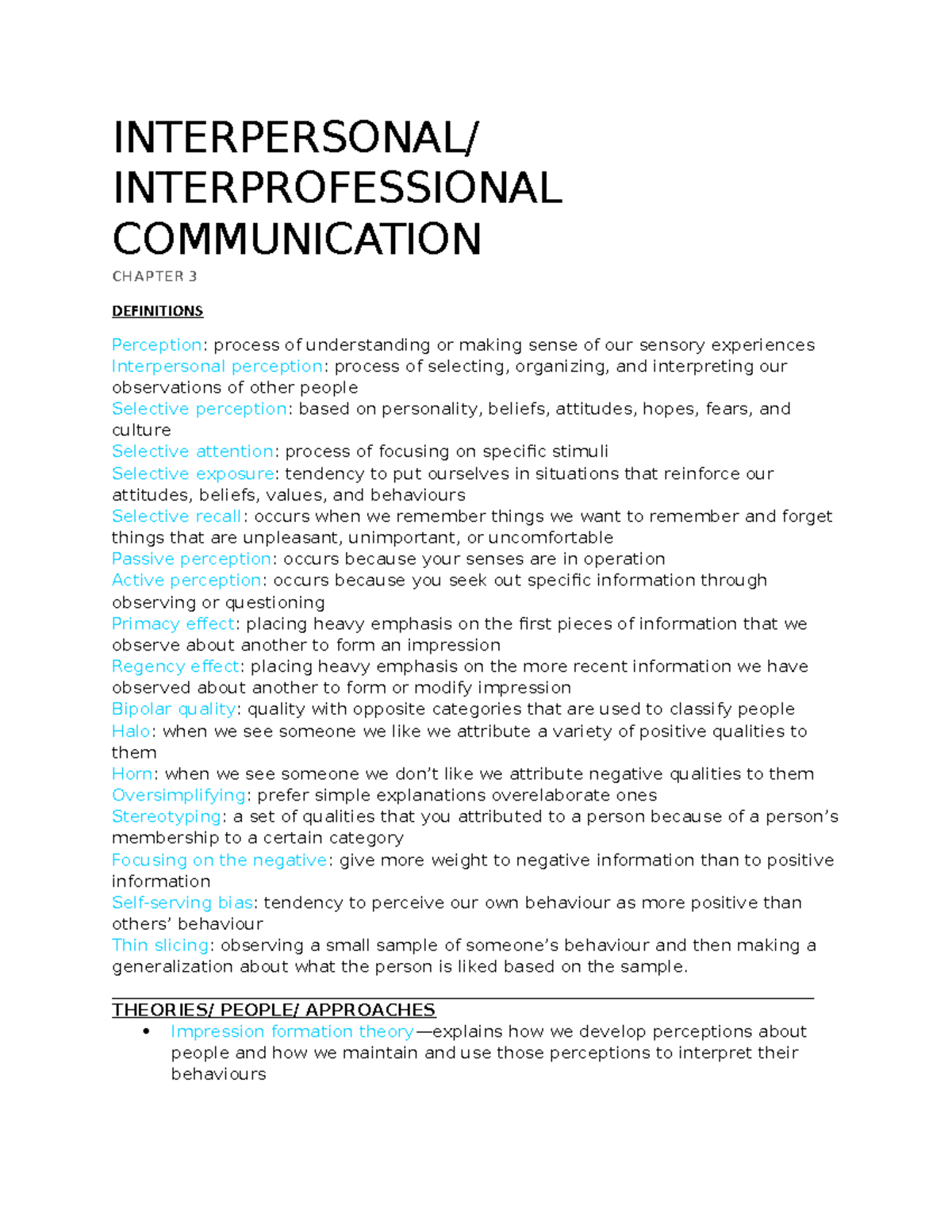 Chapter 3 - INTERPERSONAL/ INTERPROFESSIONAL COMMUNICATION CHAPTER 3 ...