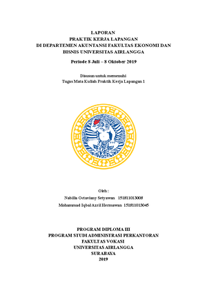 Panduan PKL Fakultas Vokasi Unair - iii DAFTAR ISI KATA PENGANTAR - Studocu