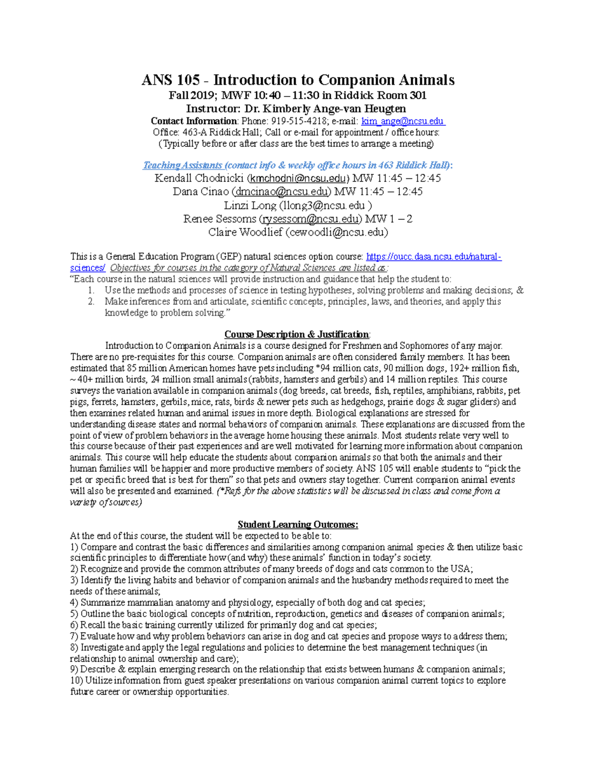 Lecture 1 - Introduction - ANS 105 - Introduction to Companion Animals ...