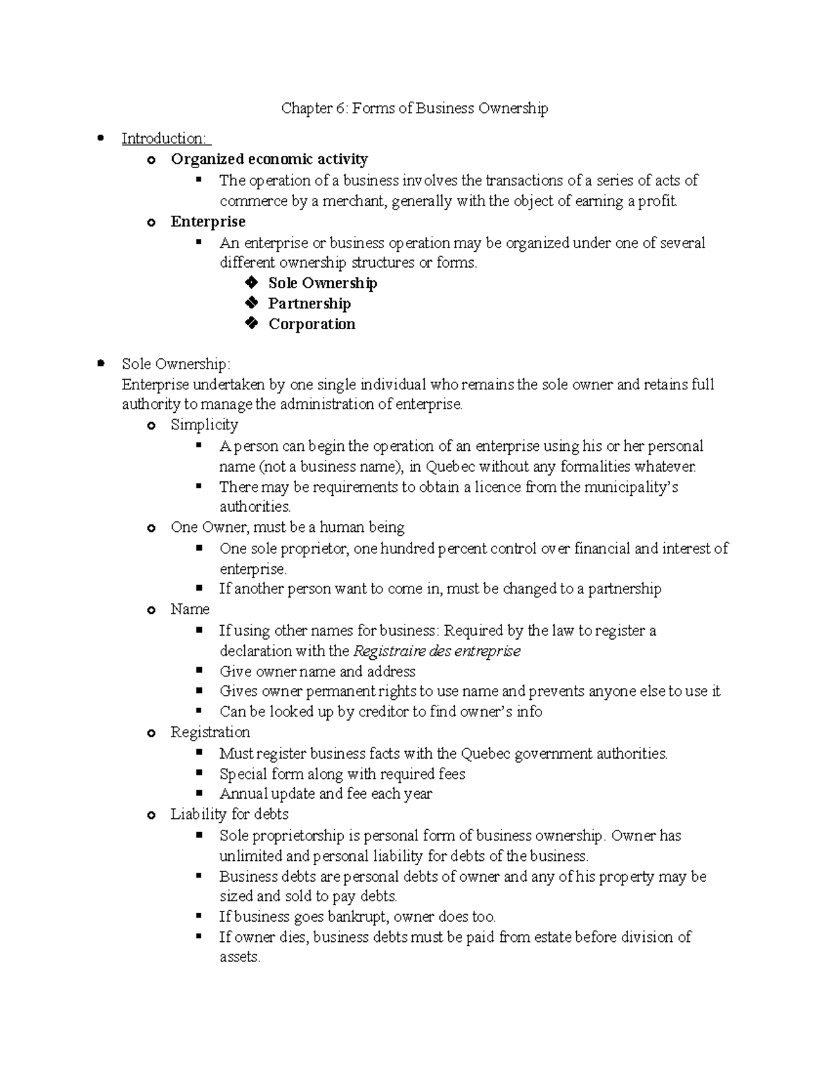 Chapter 6 - Notes from slides and textbook - Chapter 6: Forms of ...