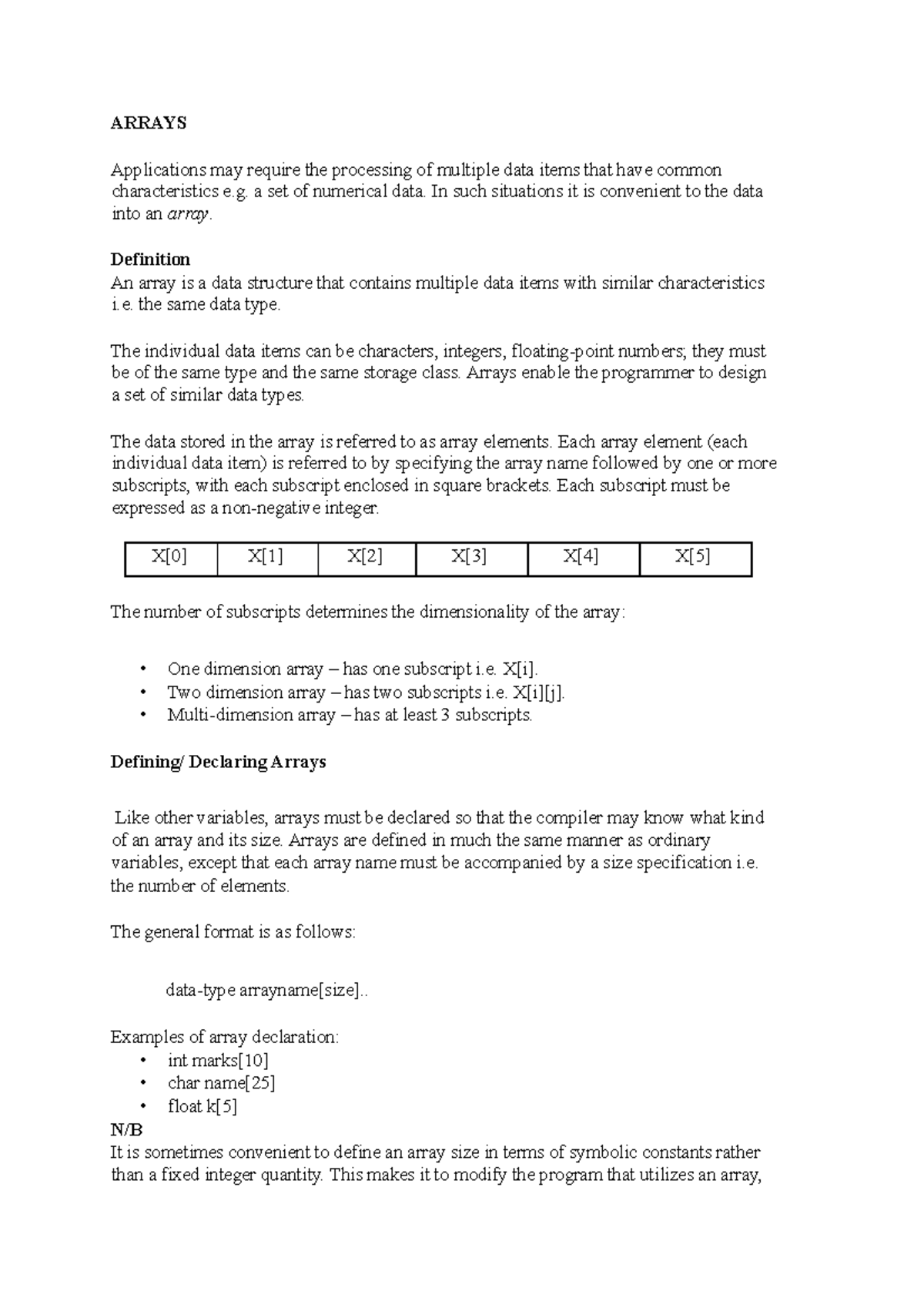 Arrays - ARRAYS Applications may require the processing of multiple ...