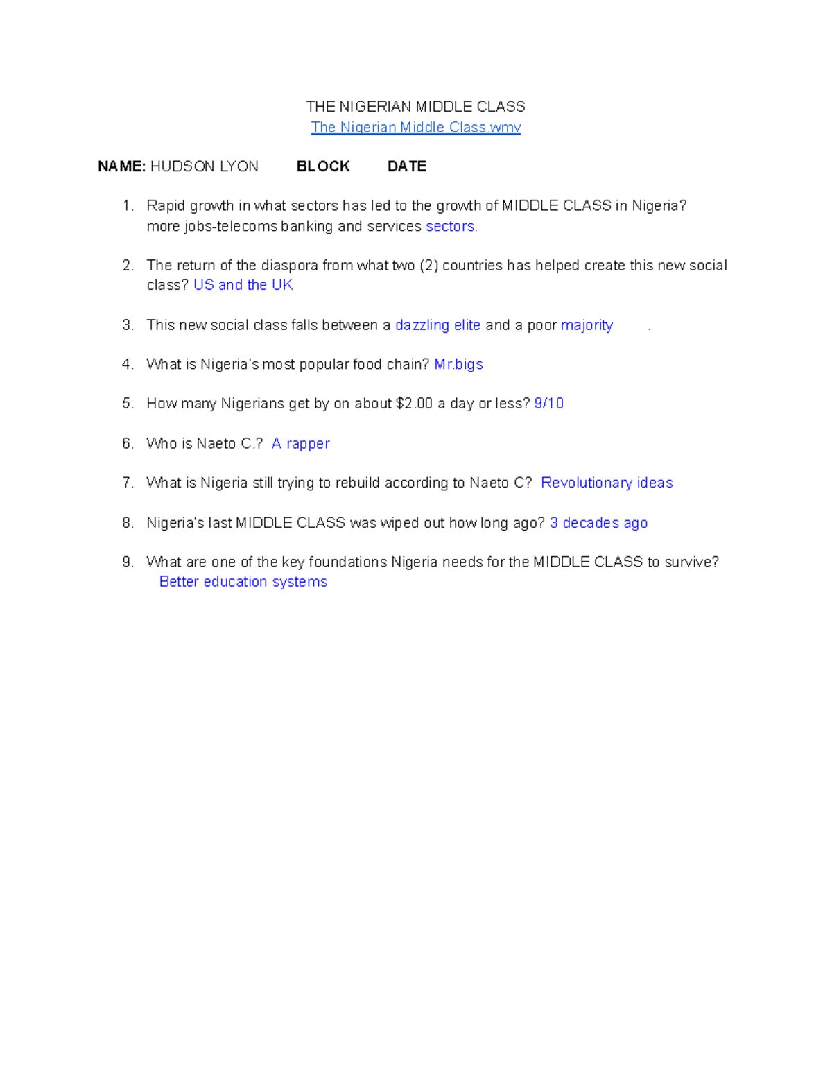 THE Nigerian Middle Class - THE NIGERIAN MIDDLE CLASS The Nigerian ...