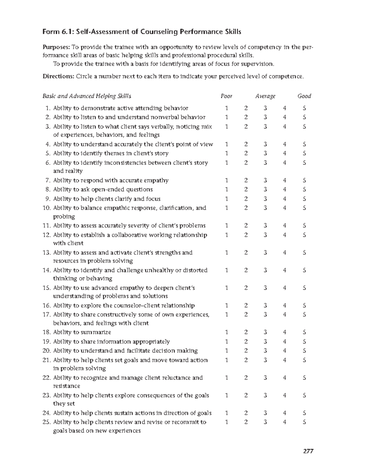 Self evaluation form 2 - Form 6: Self-Assessment of Counseling ...