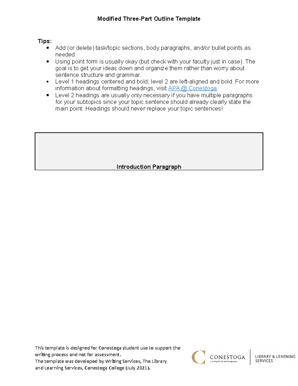 Week 11 Modified Three Part Outline Template - Modified Three-Part ...