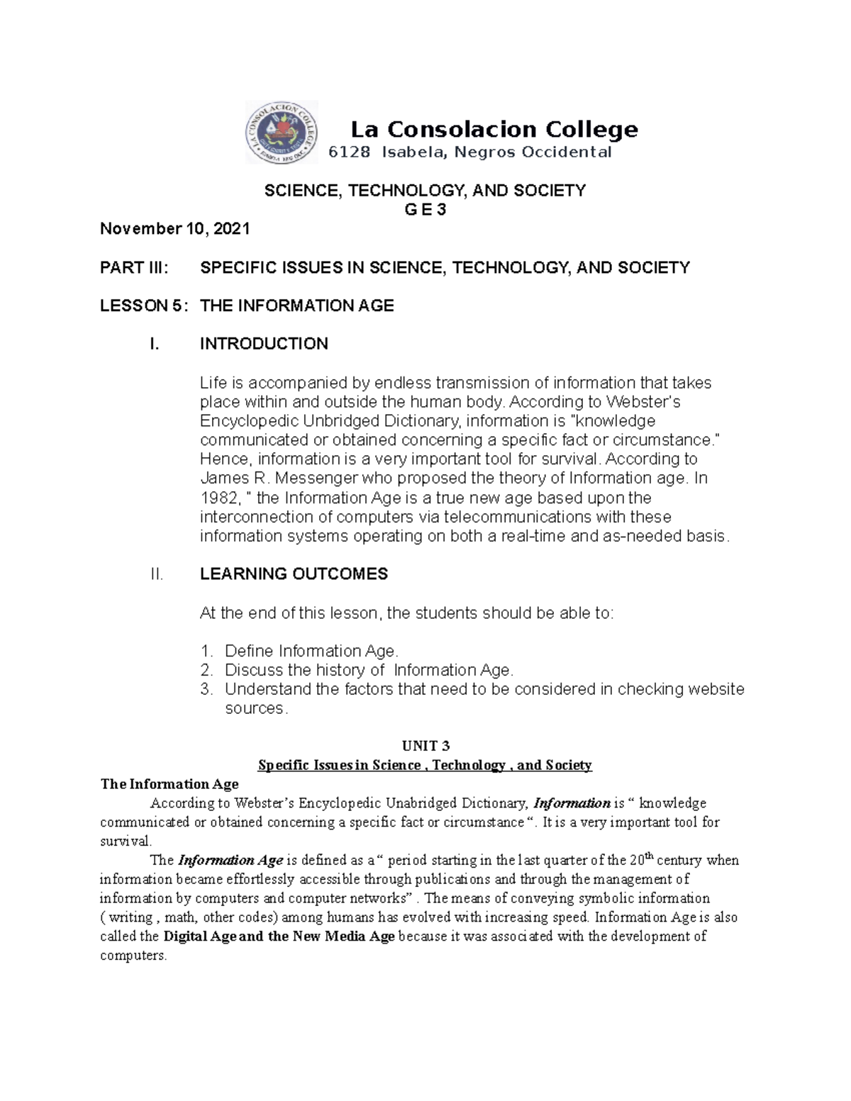 GE 3 Module Lesson 5 Google Drive - La Consolacion College 6128 Isabela ...