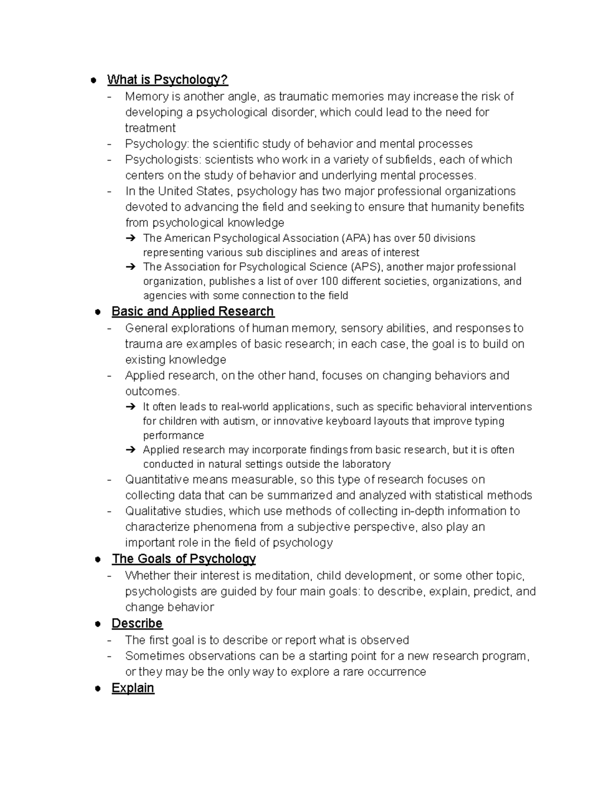 Chapter 1 An Introduction to Psychology - What is Psychology? Memory is ...