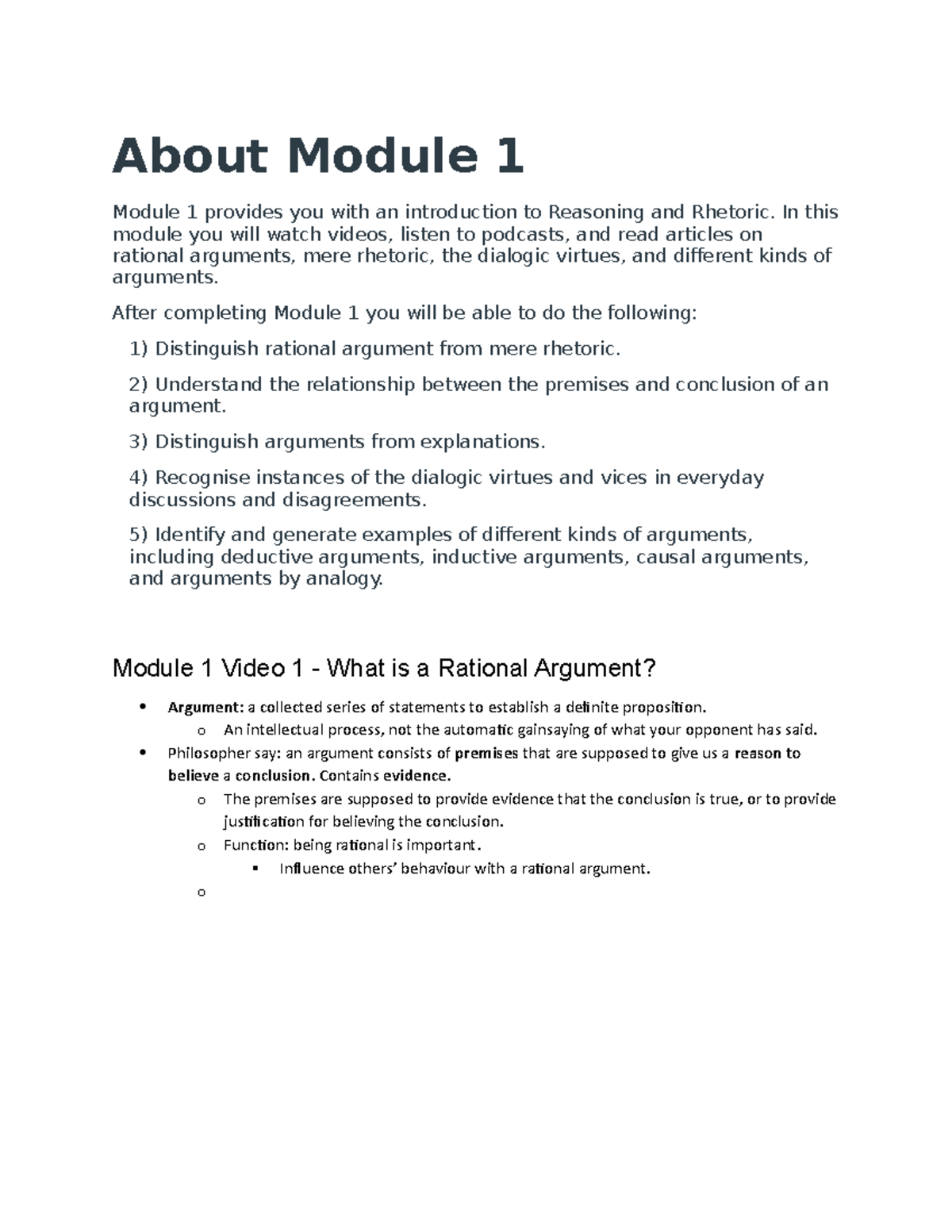 Mod1 - summary of module1 - About Module 1 Module 1 provides you with ...
