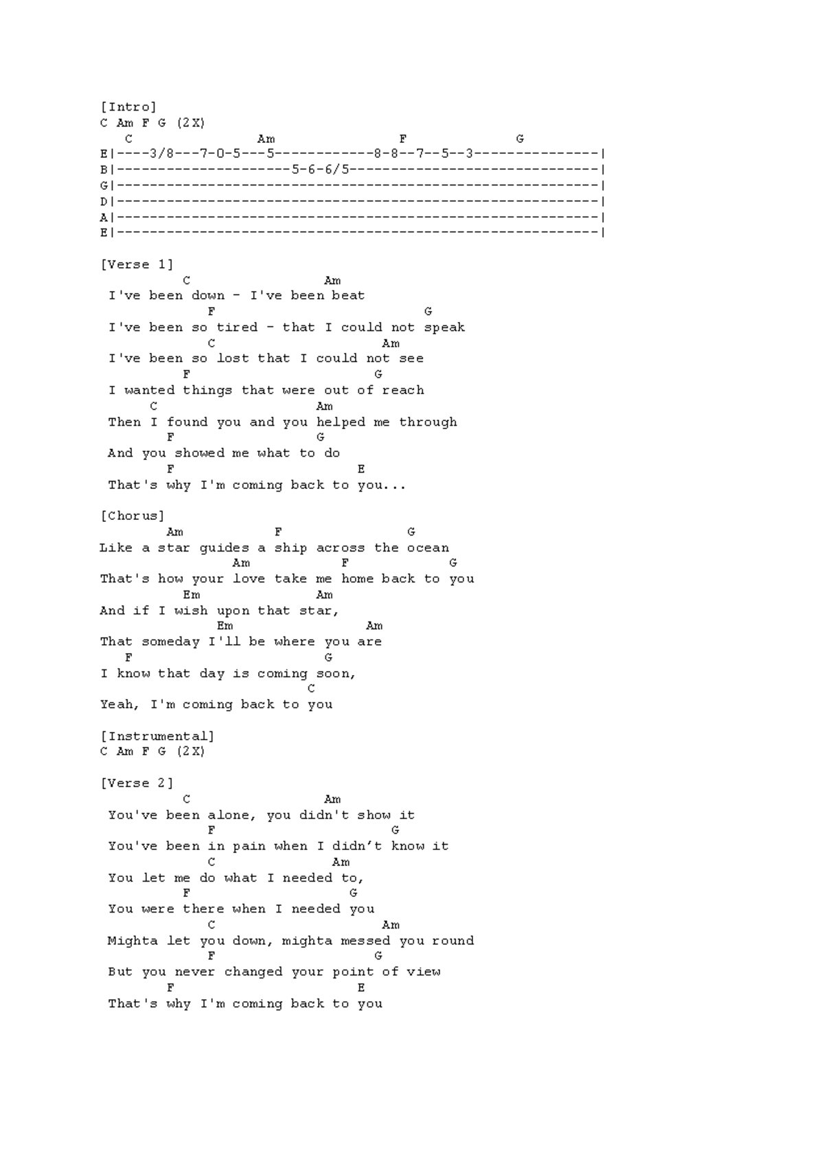 Back to you - Back To You by Bryan Adams Guitar Chords Guide for ...