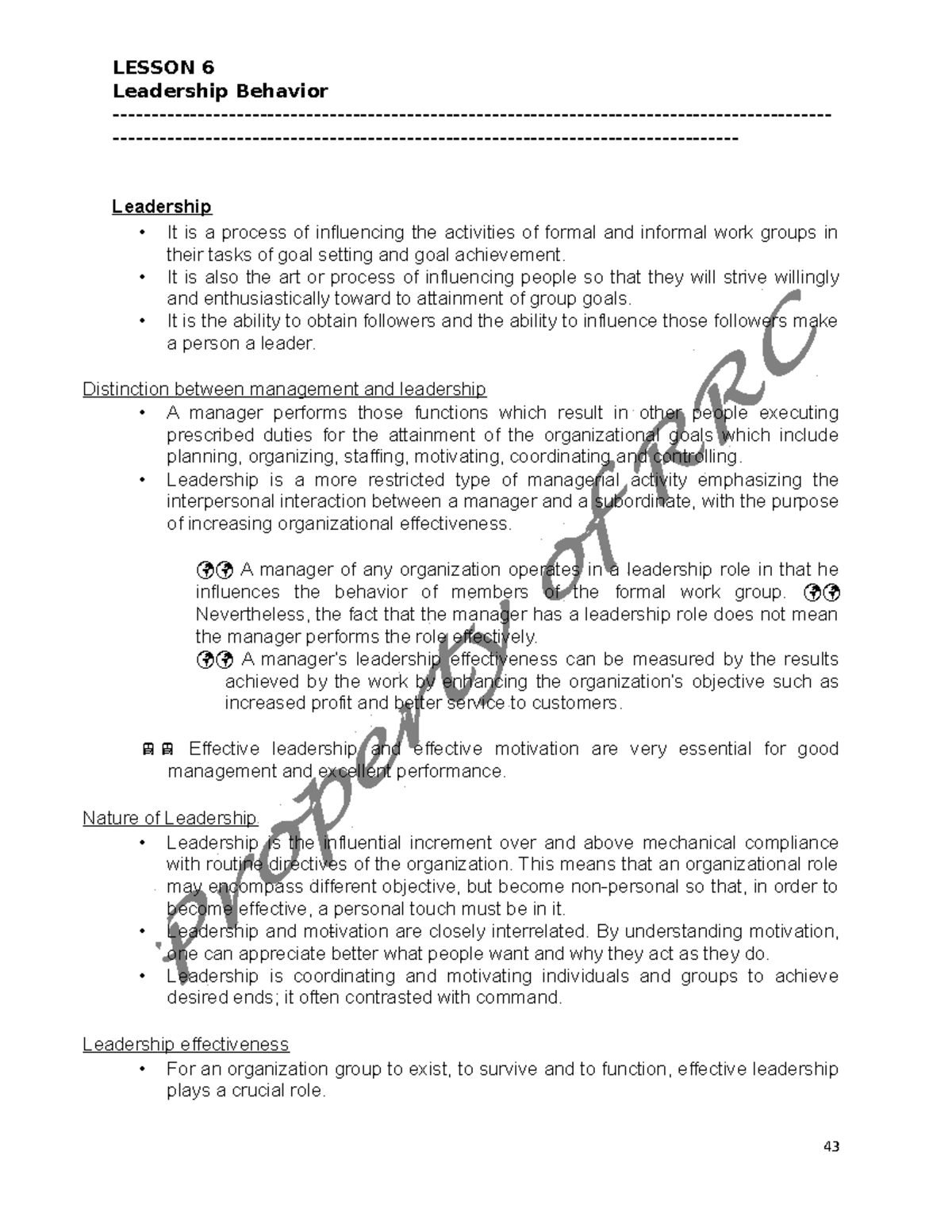 HBO Lesson 6 copy - BS Accountancy -ACC 102 - **Leadership Behavior ...