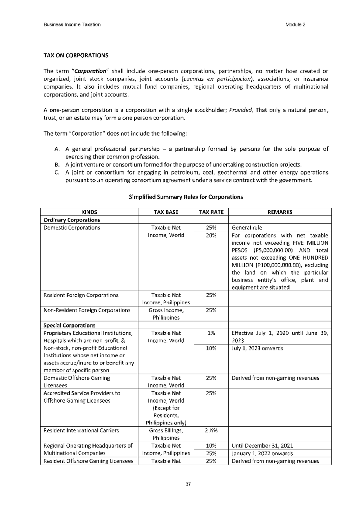 CAT Module 2-6 - Taxation - BUSD 1014 - Studocu