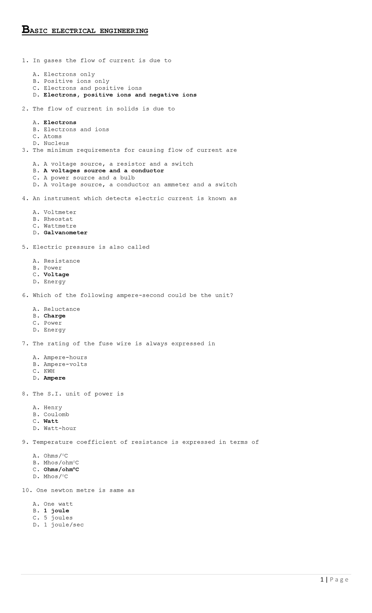 REVIEWER IN EE CORE - BASIC ELECTRICAL ENGINEERING In gases the flow of ...