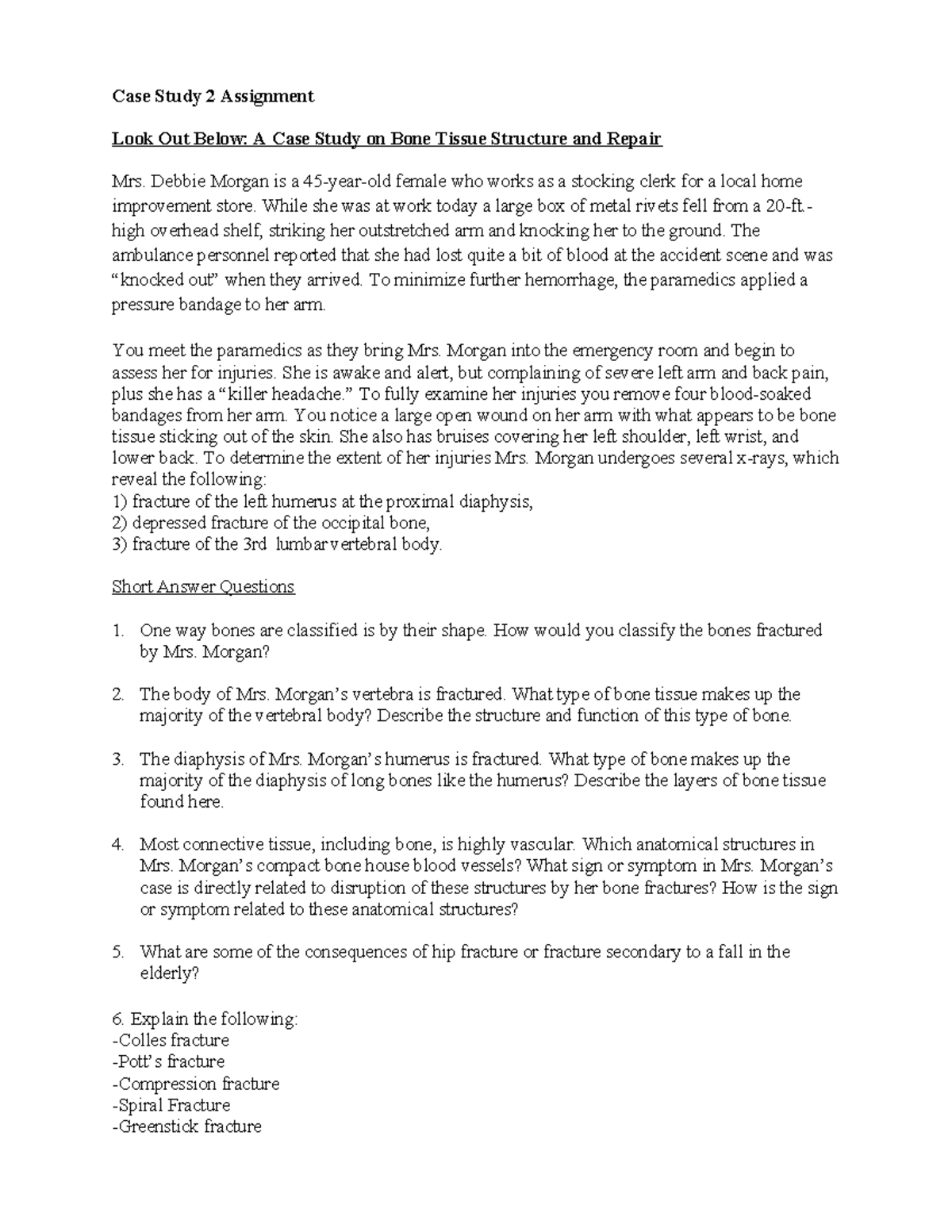 Case Study 2 Bone and Joints - Case Study 2 Assignment Look Out Below ...