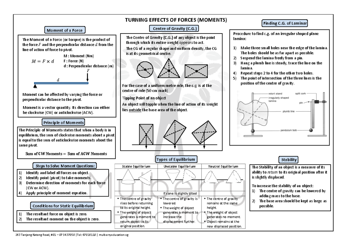 5. Turning Effects of Forces (Moments) - Centre of Gravity (C.) TURNING ...
