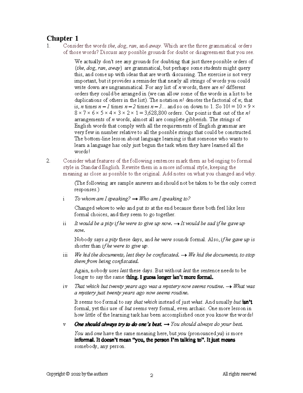 HP answer key chapters 1-4 - Chapter 1 Consider the words the, dog, ran ...