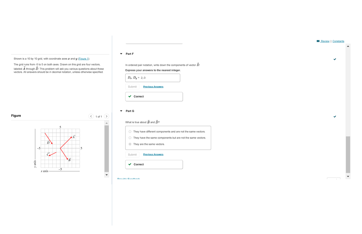 Mastering Physics Ch 01 HW - Components of Vector 4 - 1 of 1 Shown is a 10 by 10 grid, - Studocu