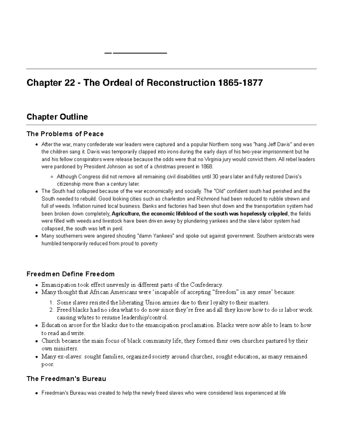 Chapter 22 - The Ordeal of Reconstruction 1865-1877 - Chapter 22 - The ...