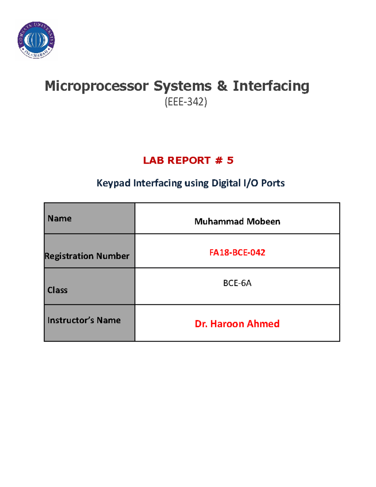 LAB05 FA18 BCE 042 - This is the lab reports of MP performed on ATmega328p - Microprocessor ...