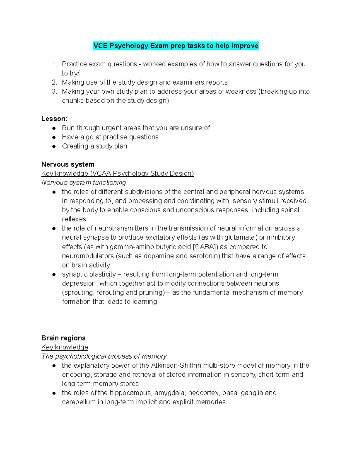 VCE psychology Exam Prep - Practice exam questions - worked examples of ...