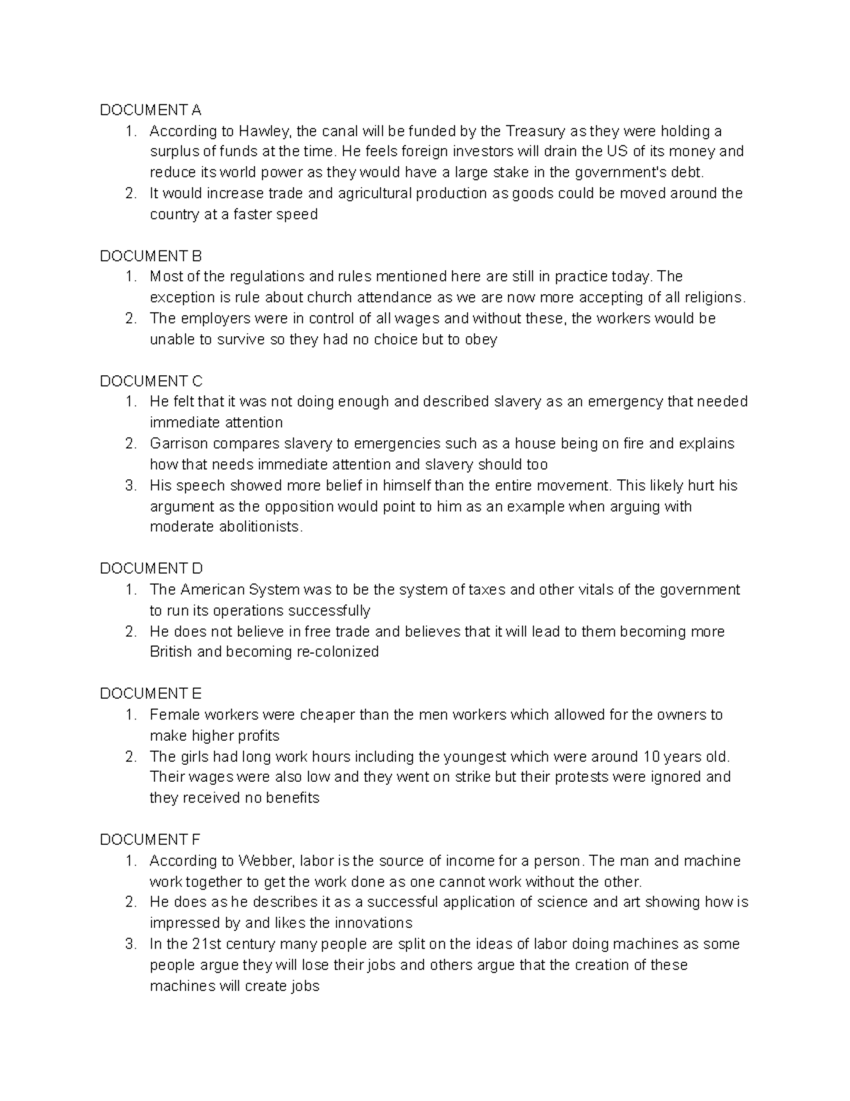 Primary Source Packet 8 - DOCUMENT A 1. According to Hawley, the canal ...