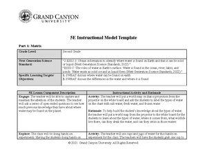 5E Instructional Model Template - Detail each component of the 5E ...