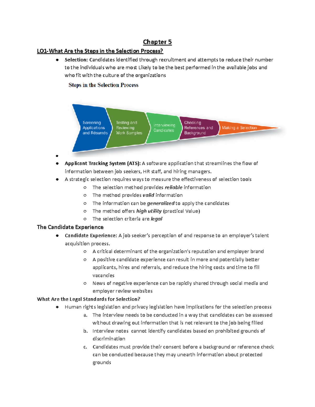 HR Notes - Chapter 5 LO1-What Are the Steps in the Selection Process ...