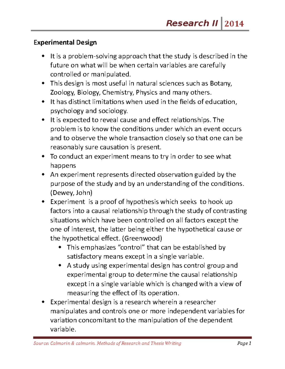 Experimental-Design-Repaired - Experimental Design It is a problem ...