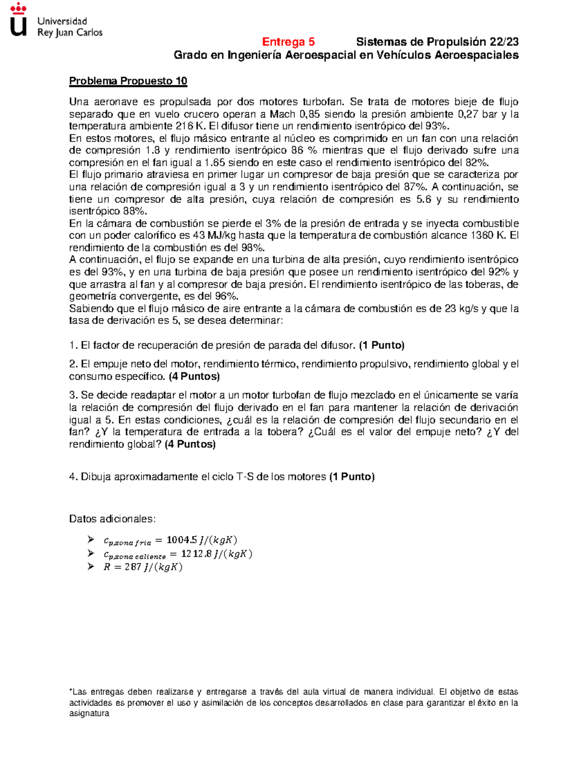 Problema Turbofan - Sistemas de propulsion - URJC - Studocu