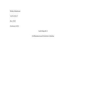 E.coli Lab Report - Erika Martinez Bio 223 Lab Report: The growth and ...