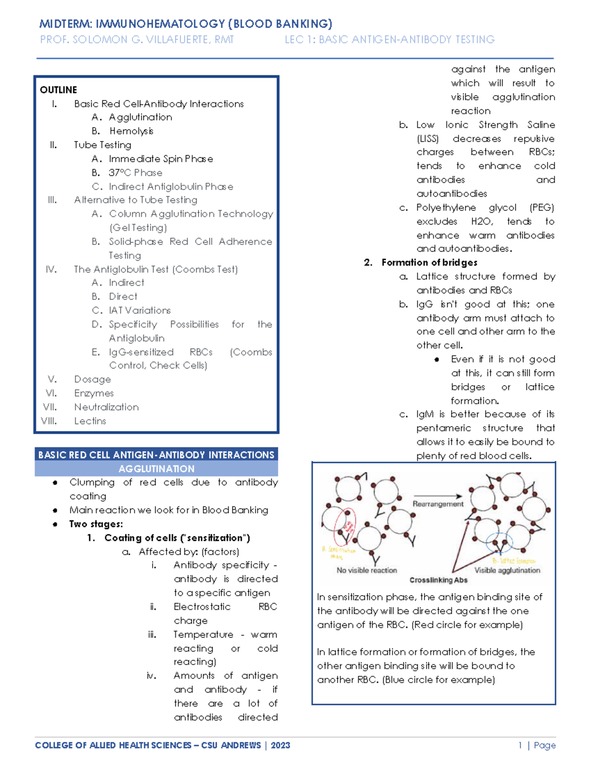 IHBB - Midterm Reviewer - PROF. SOLOMON G. VILLAFUERTE, RMT LEC 1 ...