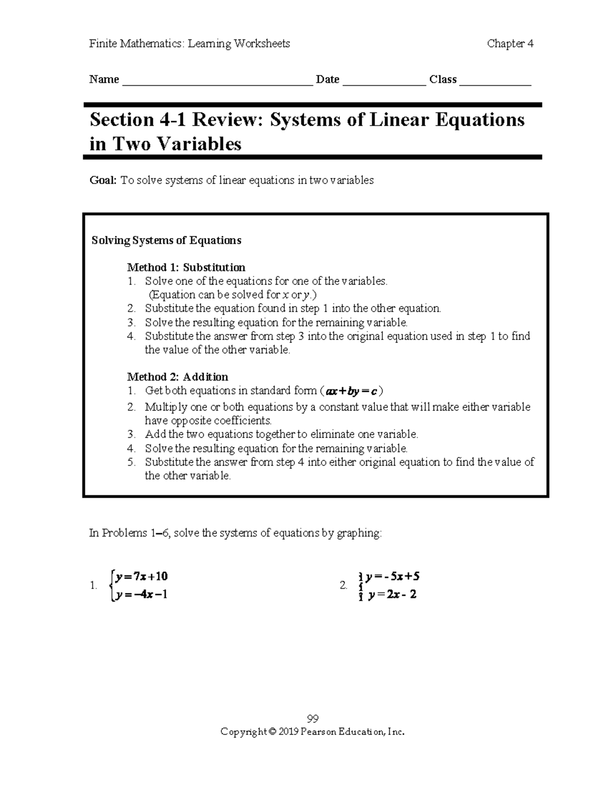 4 - Systems of Linear Equations in Two Variables practice - Finite ...