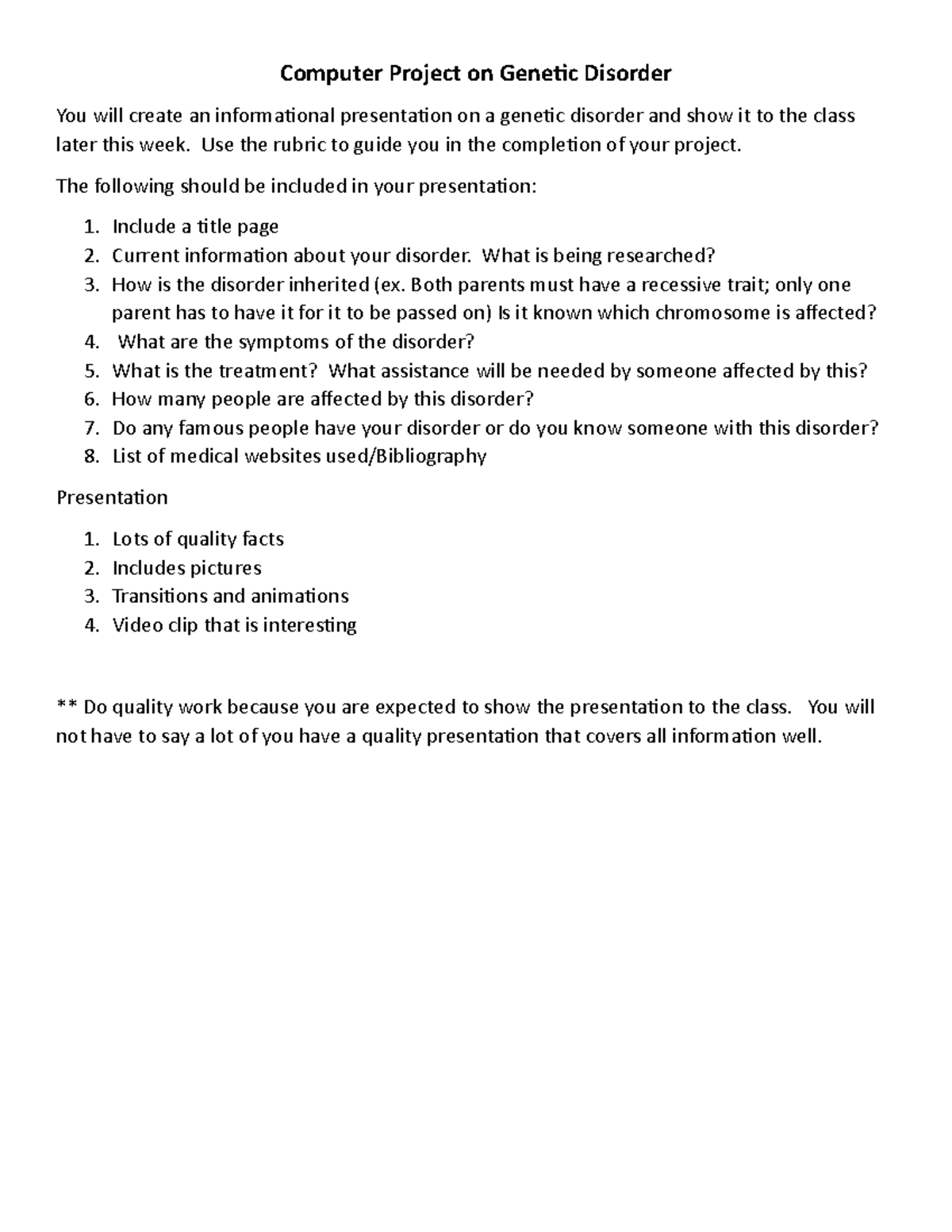 Genetic disorder presentation - Computer Project on Genetic Disorder ...