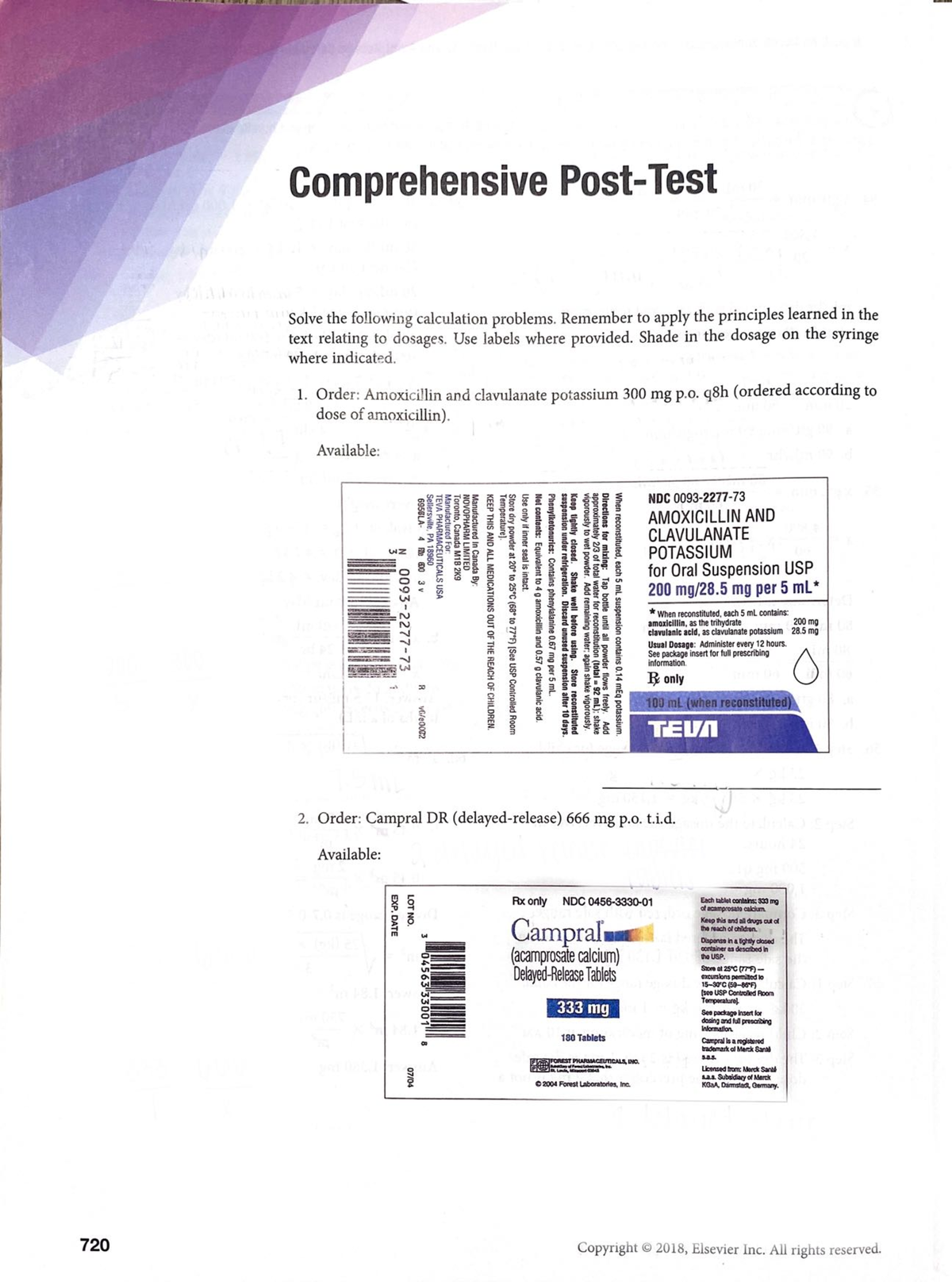 Comp post test 1 - drug calculations practice - Comprehensive text ...