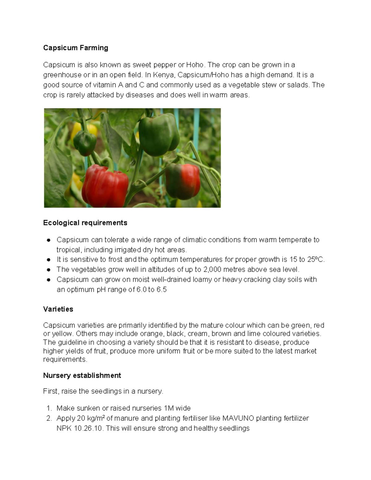 Capsicum Farming 1 - Capsicum Farming Capsicum is also known as sweet ...