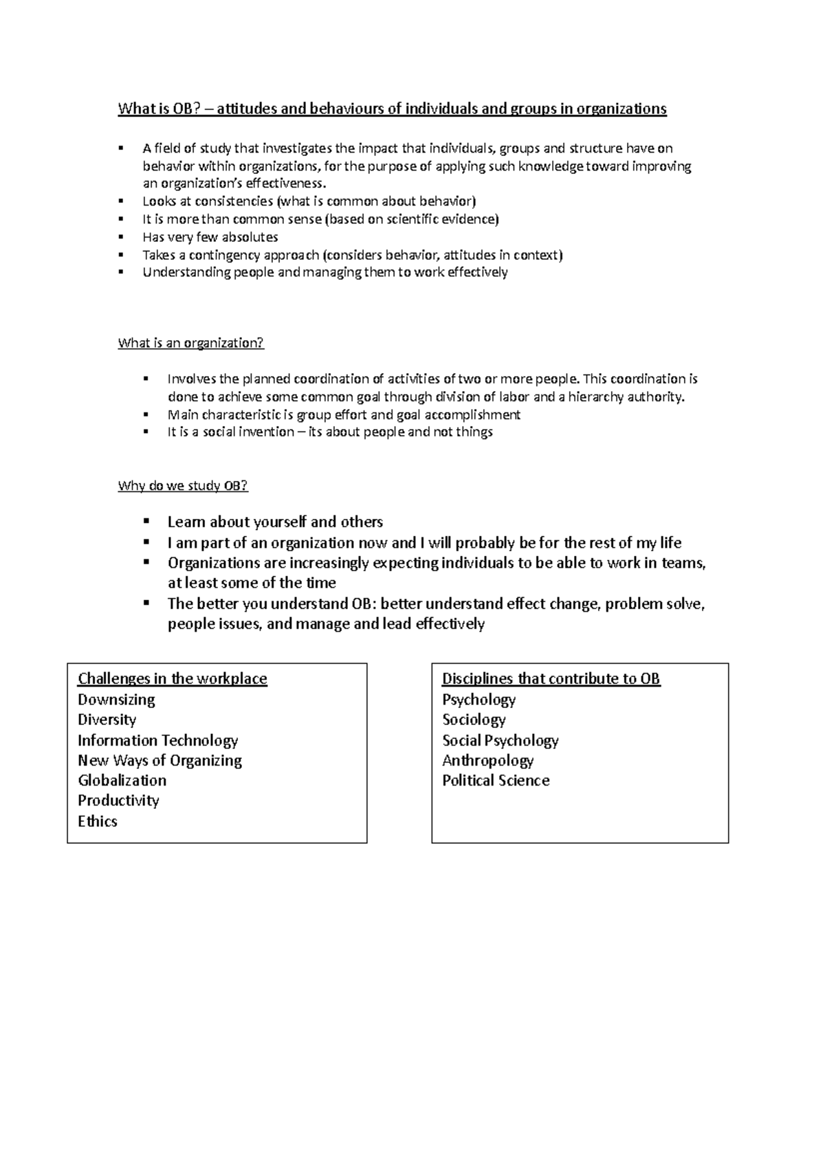 OB 1st class - What is OB? – attitudes and behaviours of individuals ...