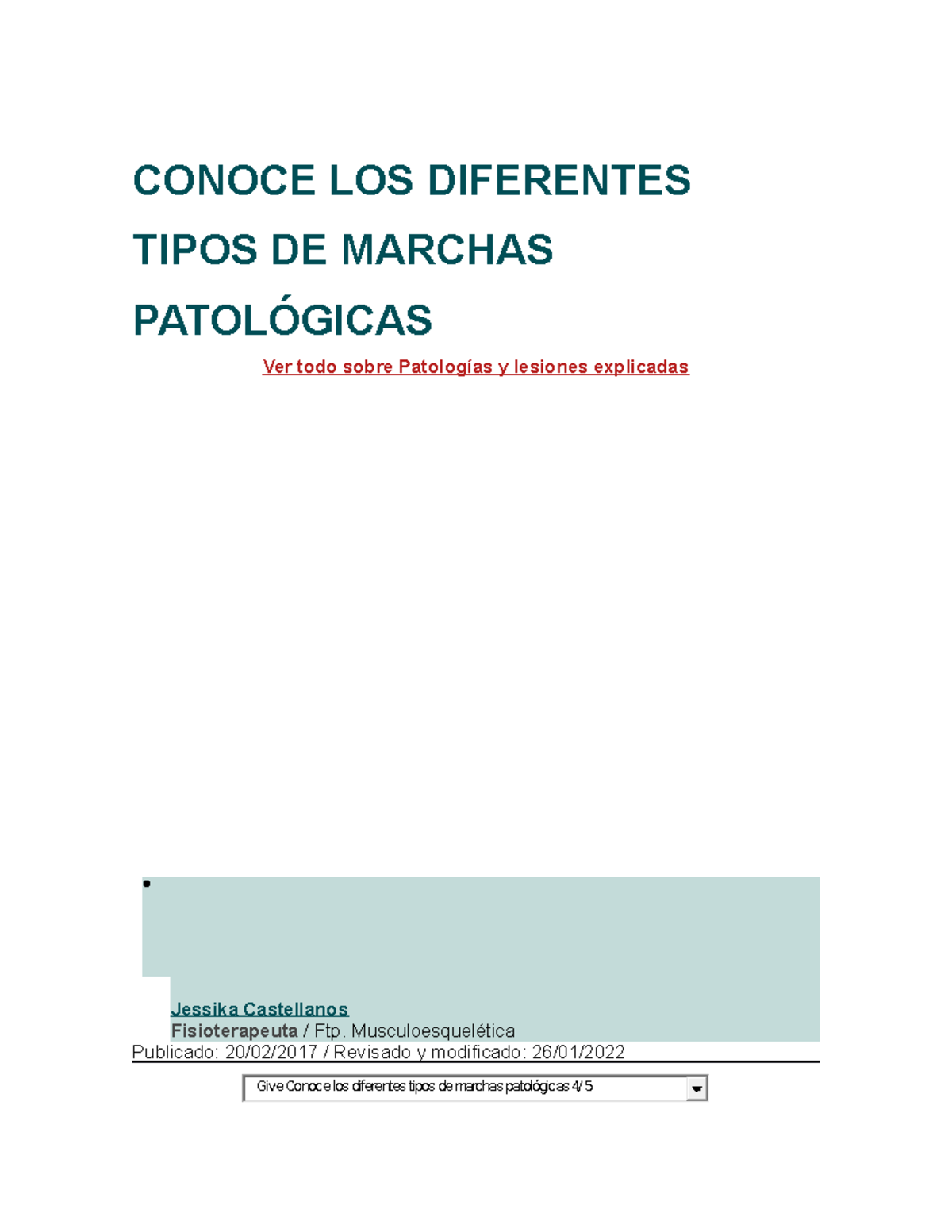 Conoce LOS Diferentes Tipos DE Marchas Patológicas - CONOCE LOS ...