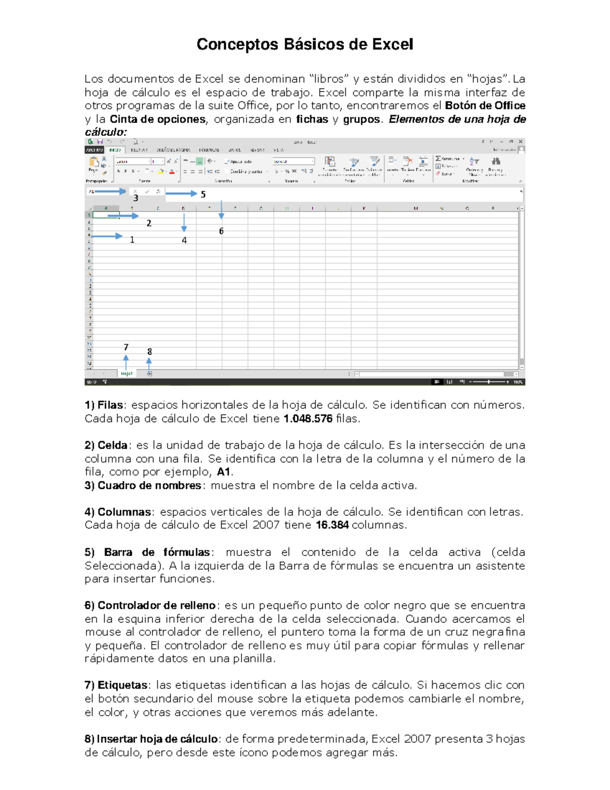 1 Taller DE Contextualización Excel 1era Parte - Conceptos Básicos de Excel Los documentos de ...