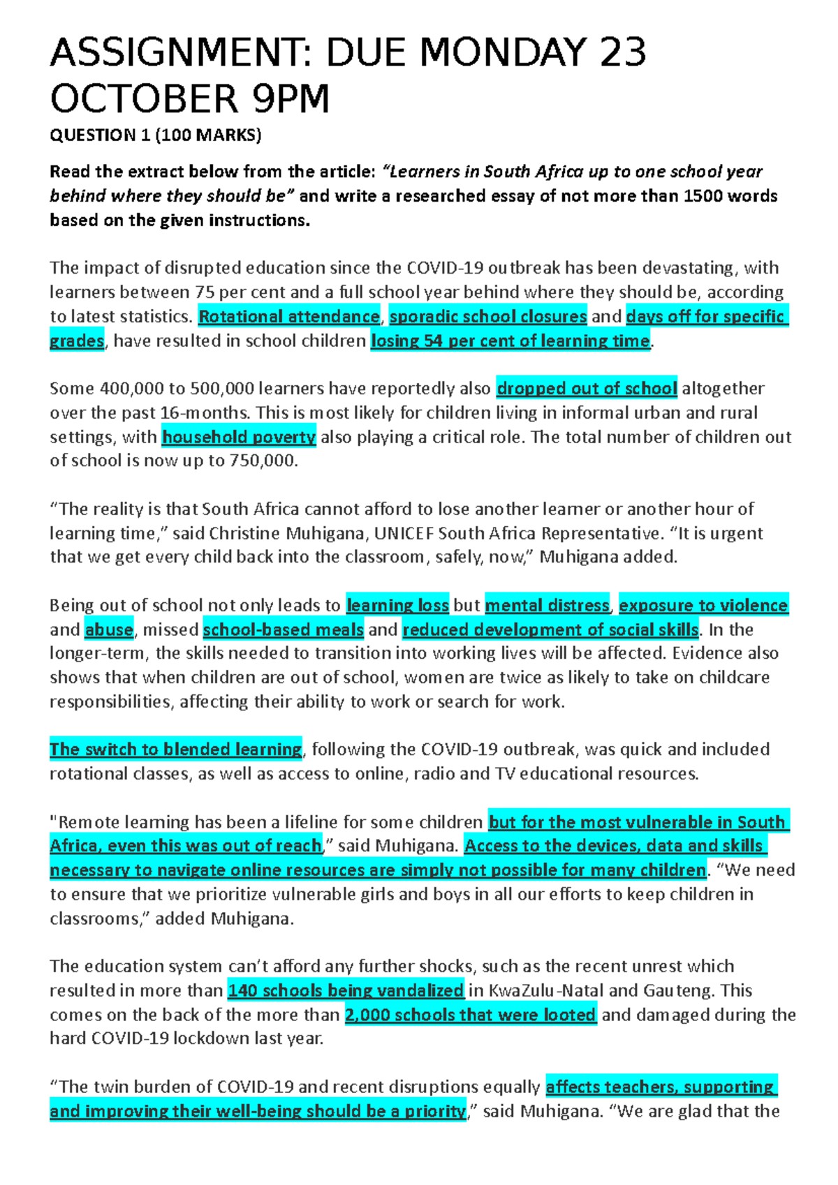 EDMA Assignment Guidelines -2023 - ASSIGNMENT: DUE MONDAY 23 OCTOBER ...