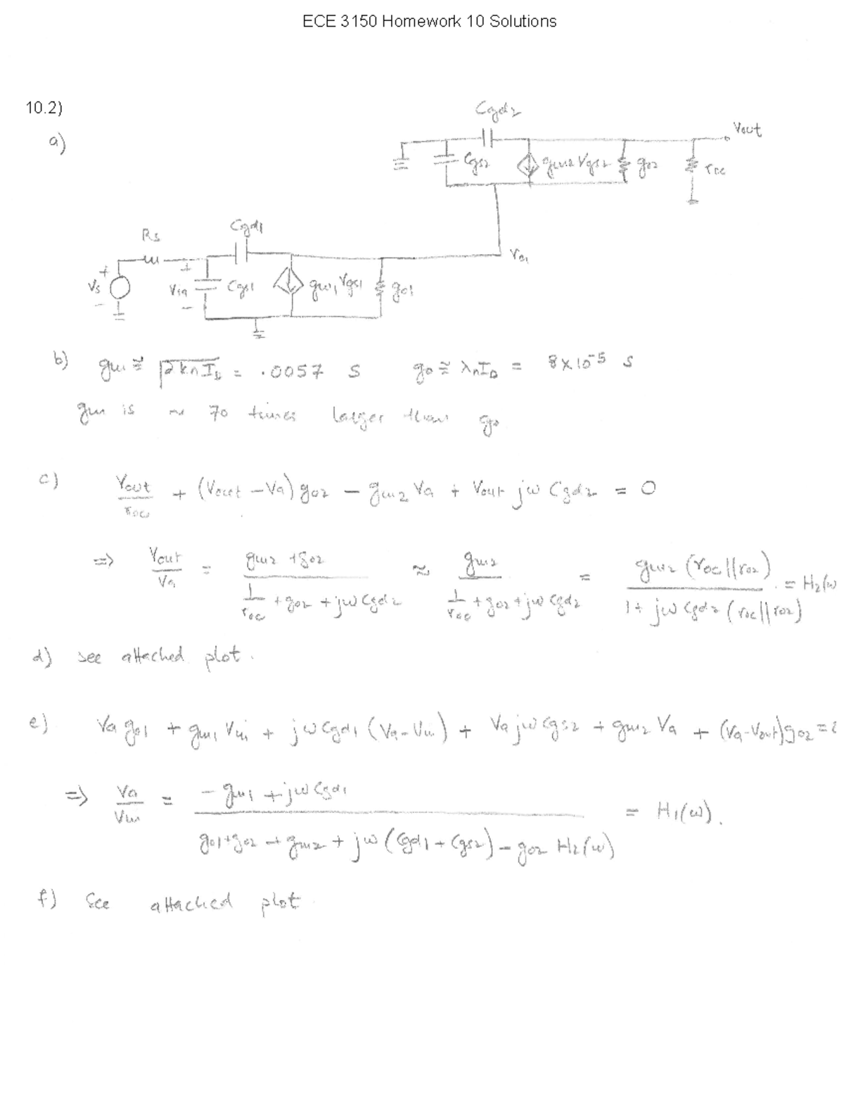 Seminar assignments - Homework 10 solutions - ECE 3150 - ECE 3150 Homework 10 Solutions 10) 10 ...