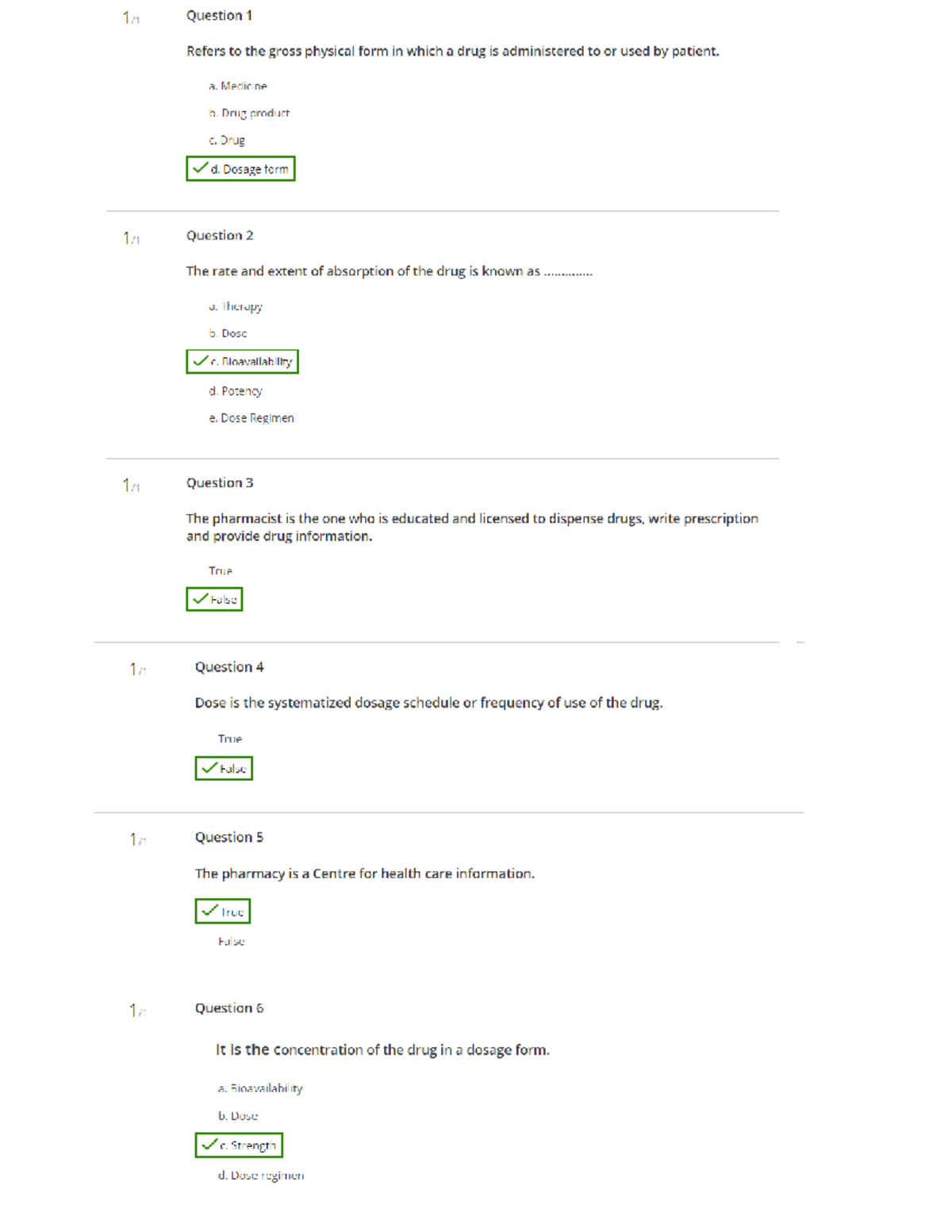 Quiz 1 - Quiz 1 - Introduction To Pharmacy - Studocu
