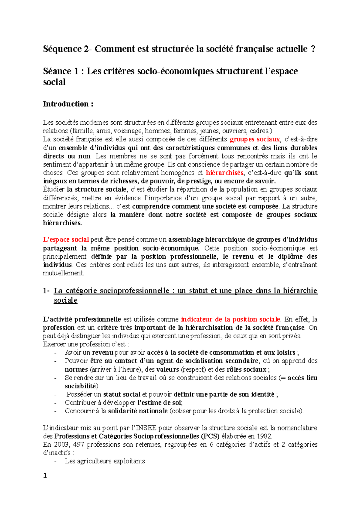 Séquence 2 Seance 1 SES - Cours sur la structure économique française ...